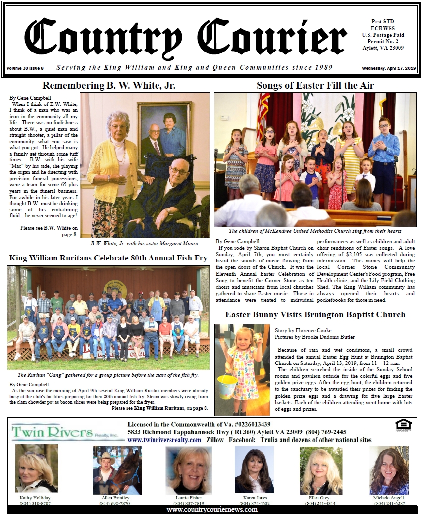 April 17, 2019 County Courier Newspaper online Issue Front Page