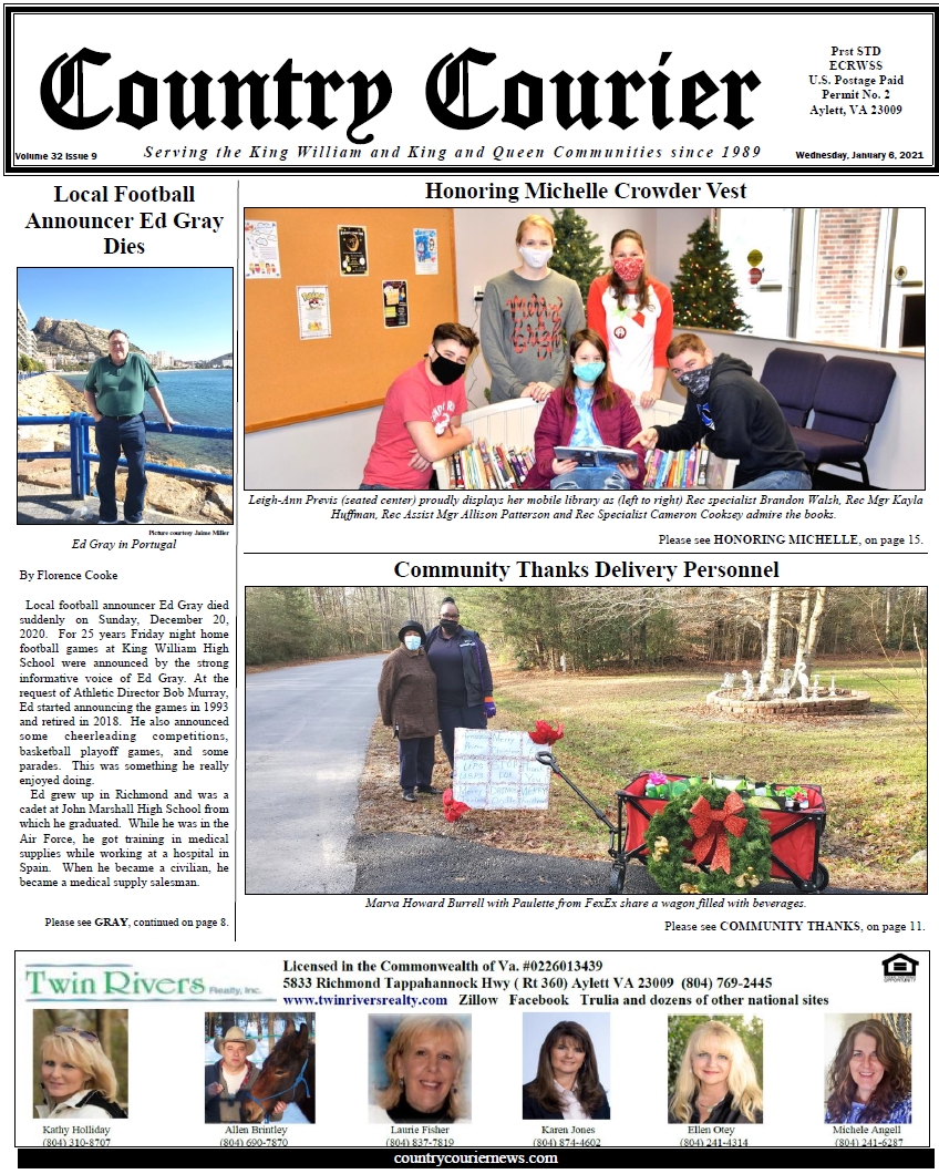 January 6, 2021, County Courier Newspaper online Issue Front Page